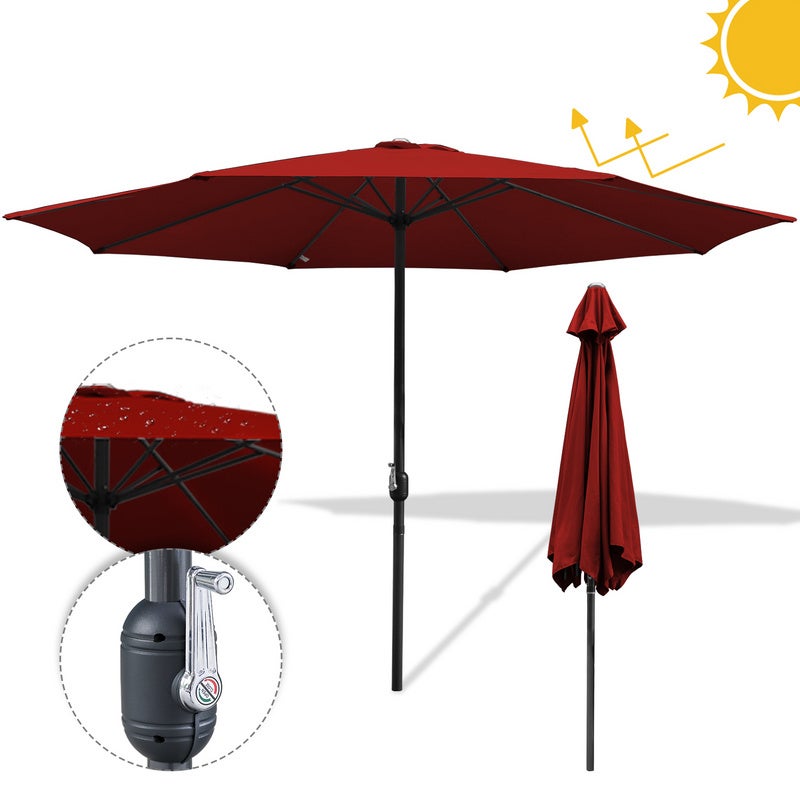 Parasol Ø350CM - Hauteur et Angle Réglables - Système de Manivelle ...