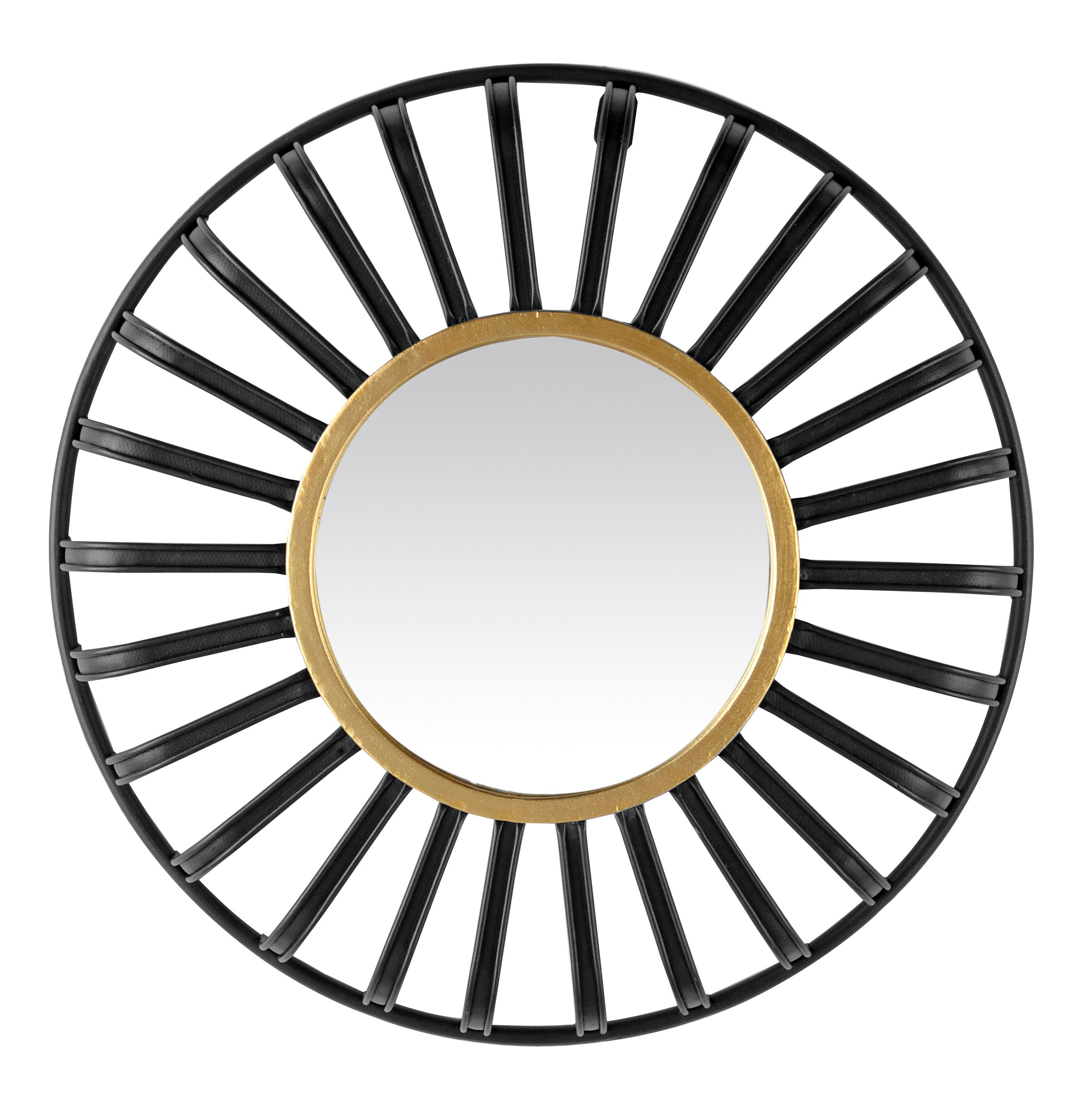 Miroir rond noir et doré en métal 18cm int et 40cm ext | Leroy Merlin