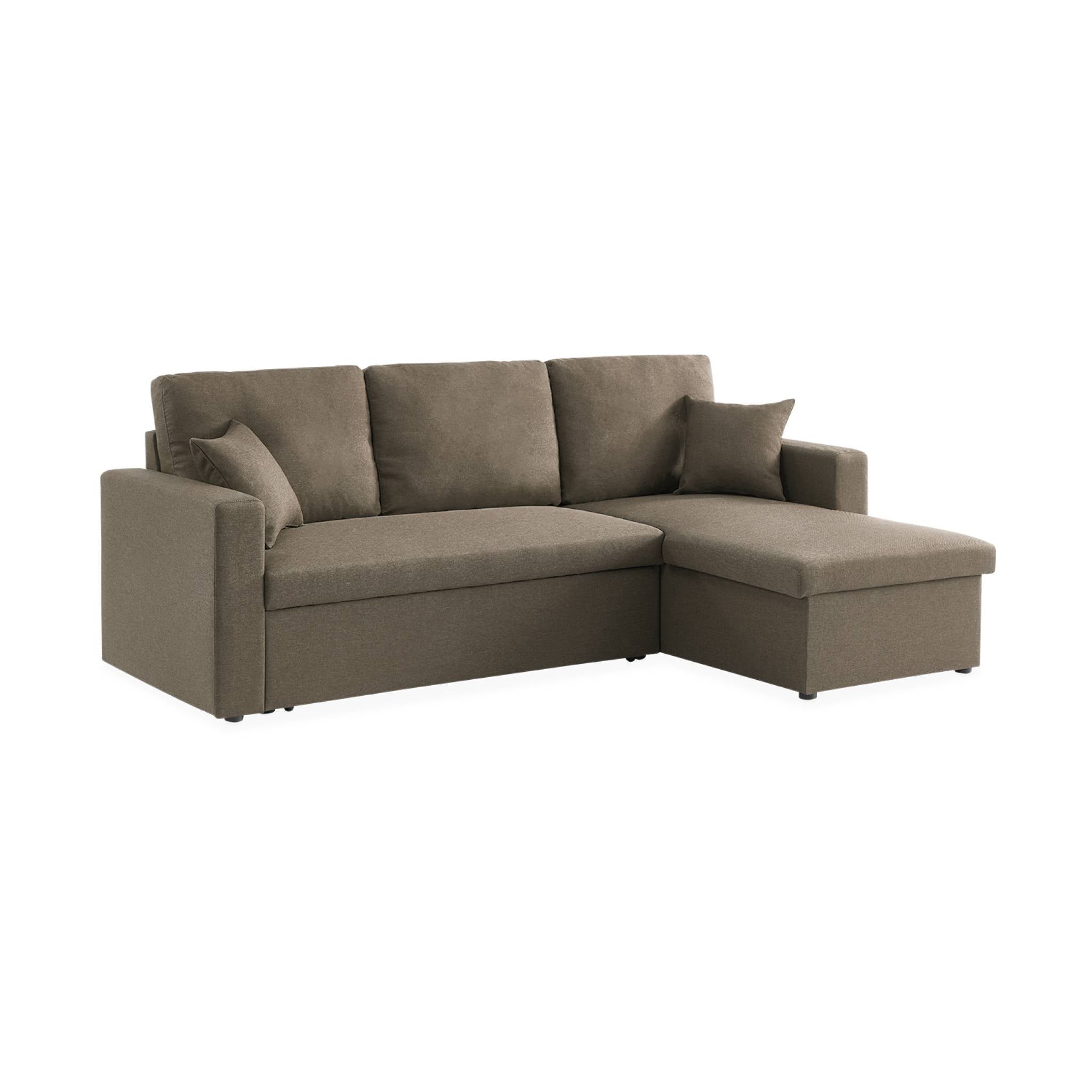 Sofá cama esquinero reversible de 3 plaza, Ida, Marrón, 219x84x68 cm ...