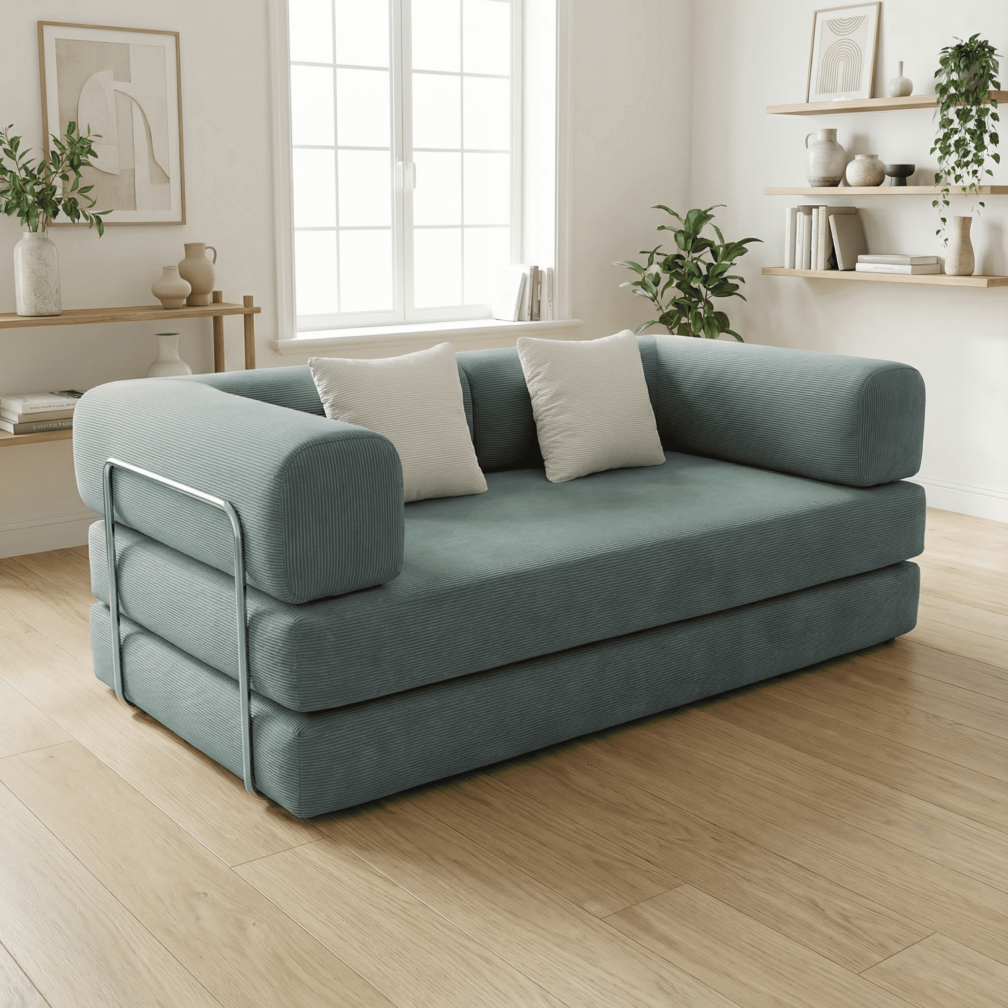 Canapé Kaia Convertible - sauge blanc velours | Leroy Merlin
