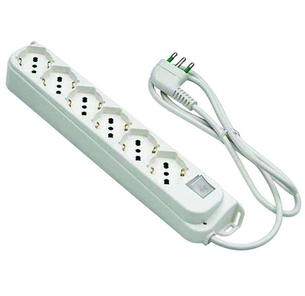 Multiprise 6 prises schuko italien/allemand 2P+T 3G1 H05VV-F 90° Câble ...