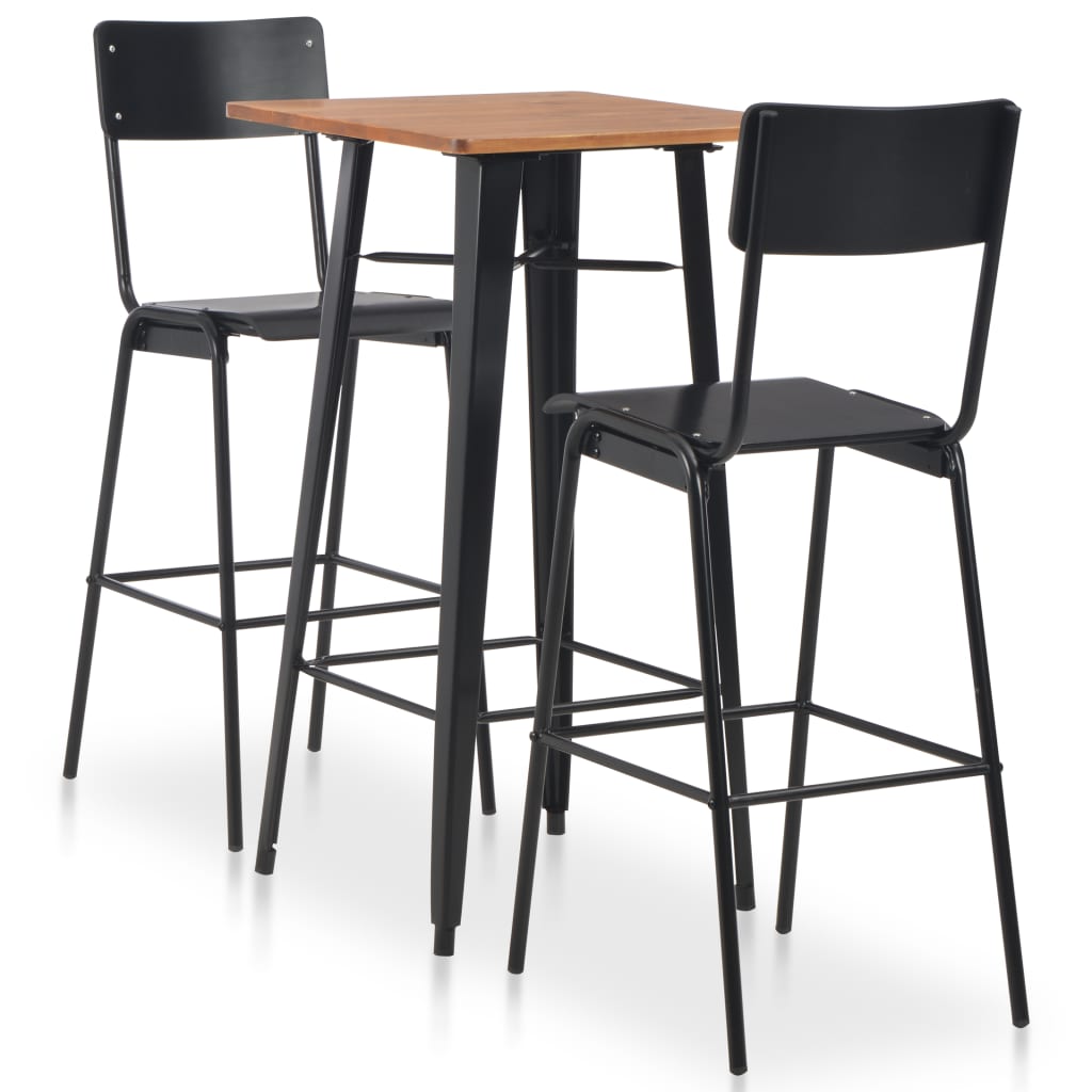 Mobilier de bar 3 pcs Acier Noir 3 | Leroy Merlin