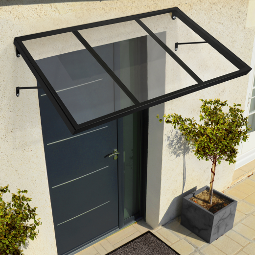 Auvent de porte marquise d'entrée JOSY noir 80 x 113 CM verrière ...