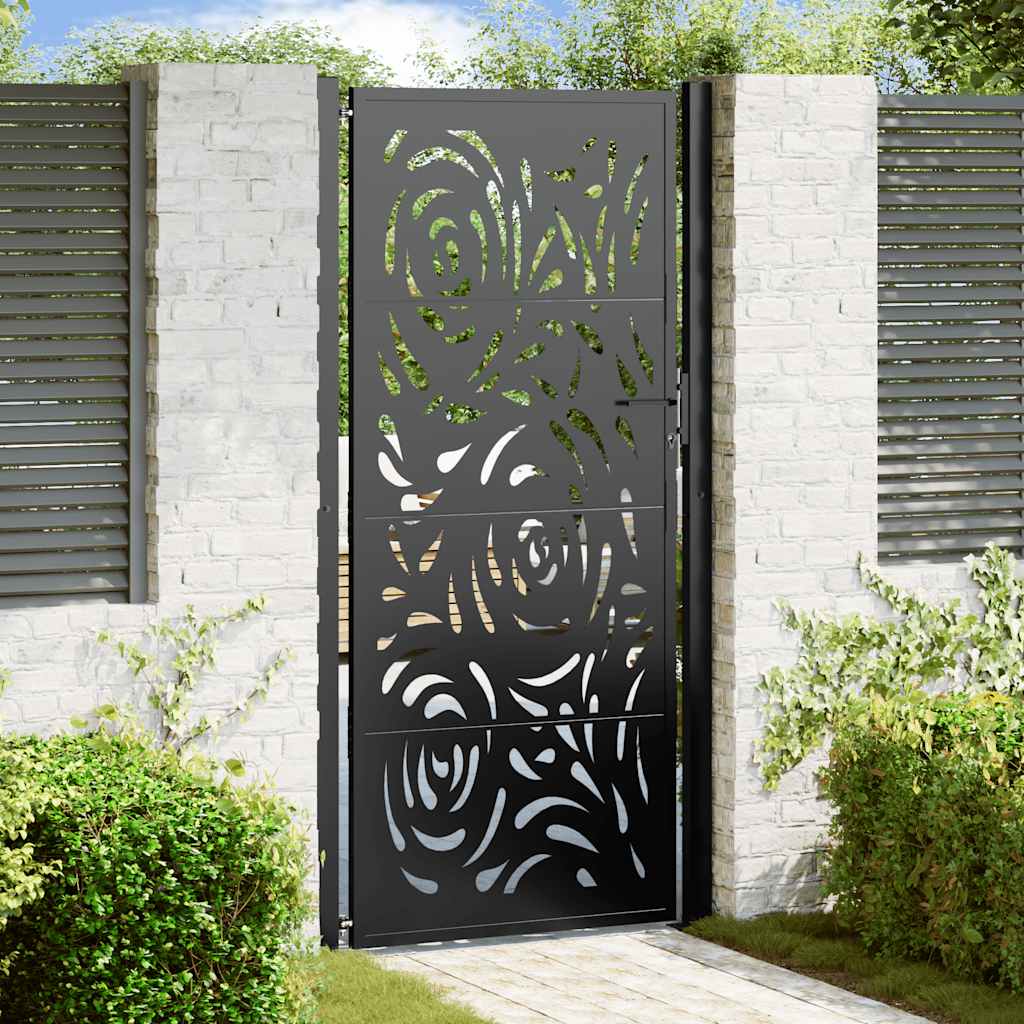 Puerta de jardín negra 105x205 cm acero diseño llama | Leroy Merlin
