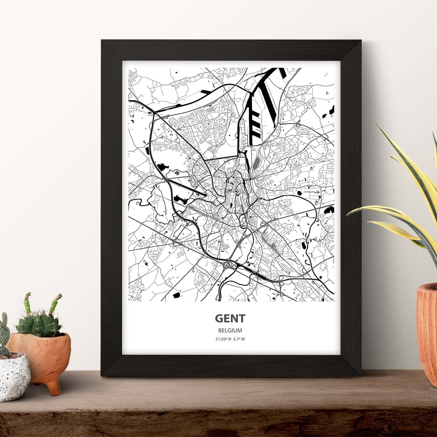 Poster Con Mapa De Gent Belgica. Láminas De Ciudades De Holanda Y ...