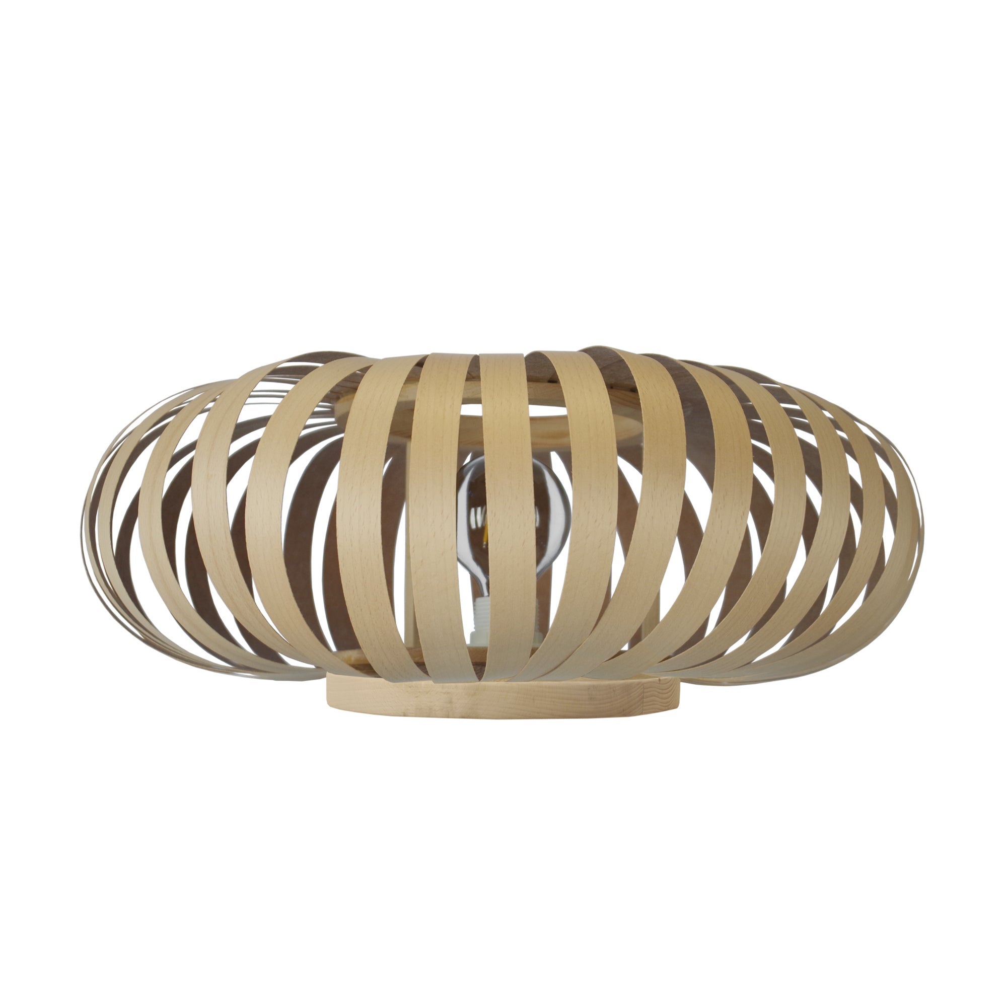 Lámpara de salón TOSEL BOKBLAD OVALT B madera globo natural D50 x H20 ...