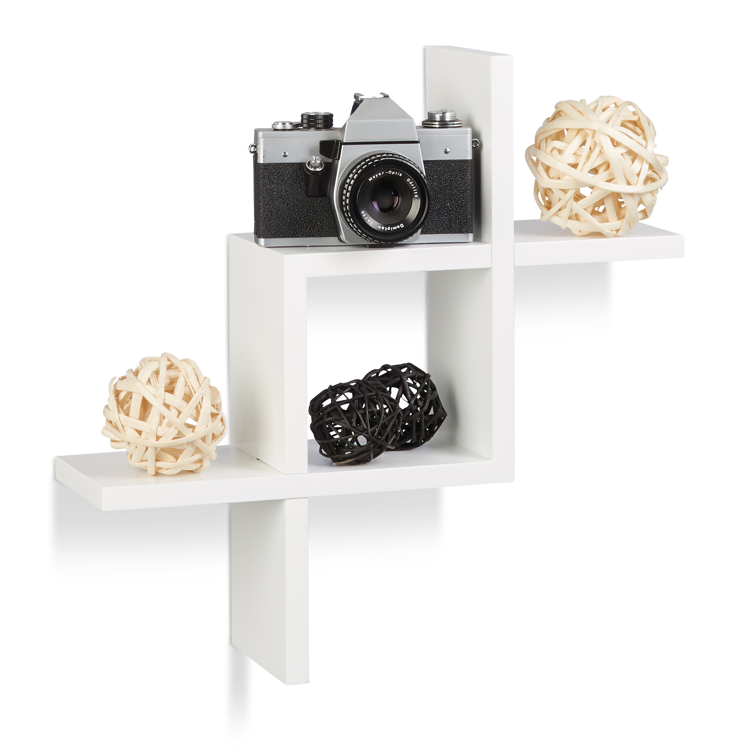 Relaxdays Étagère cube carré tablette flottante murale MDF compartiment ...