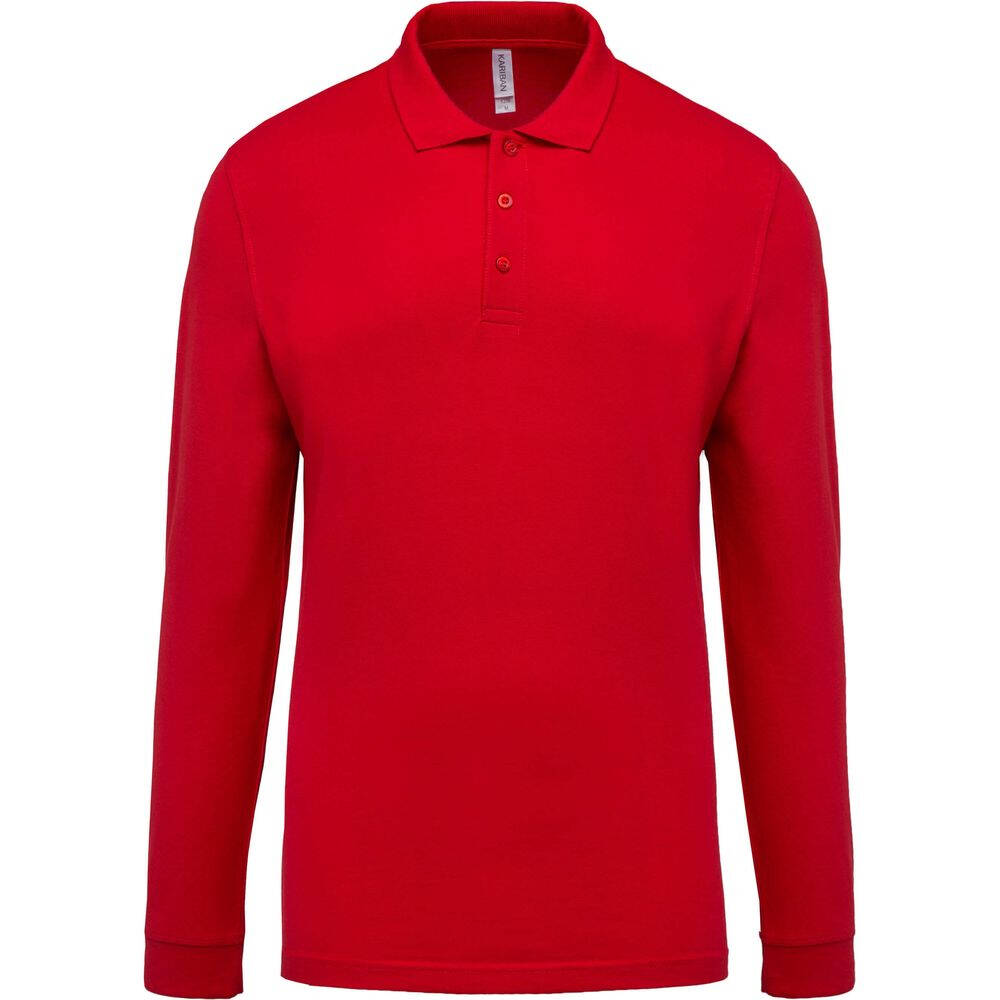 Polo de travail piqué manches longues homme Kariban Rouge M | Leroy Merlin