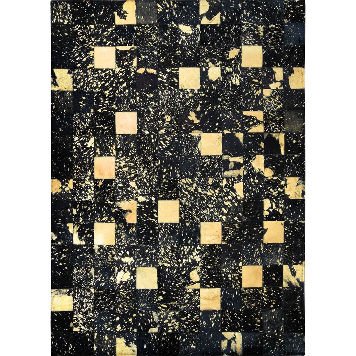 Tapis salon en cuir recyclé éclats or noir 120x170 | Leroy Merlin