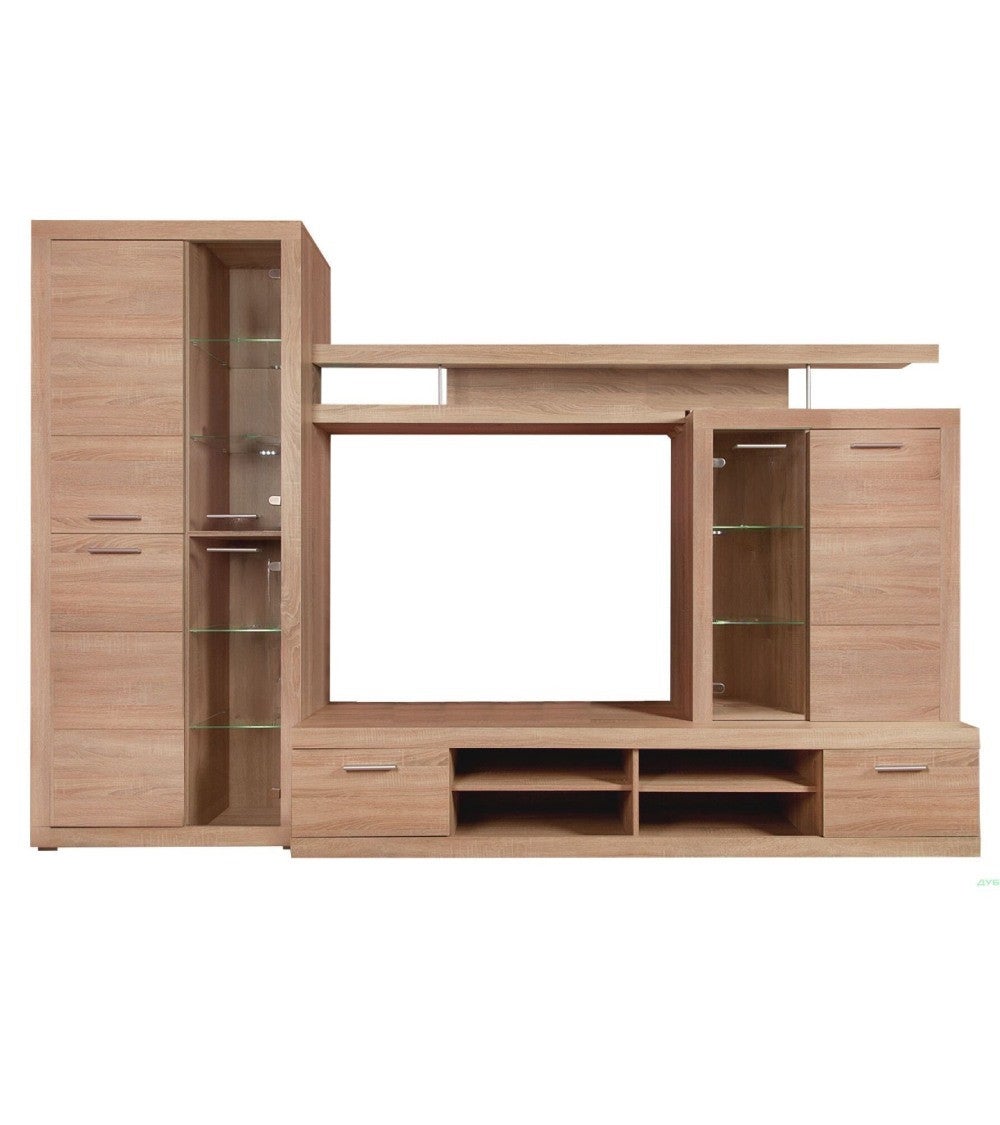 Mueble salón completo ELIJAH, de 285 ancho x 195 alto, en Roble | Leroy ...
