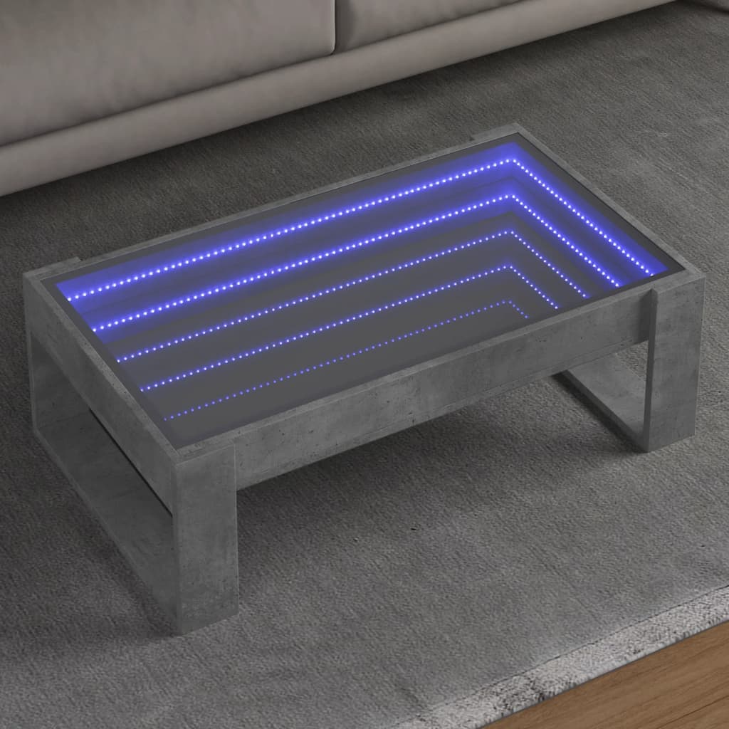 Table basse avec LED infini gris béton 90x53x30 cm | Leroy Merlin
