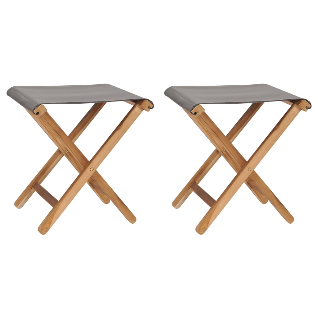Chaises pliables lot de 2 Bois teck solide et tissu Gris foncé | Leroy ...