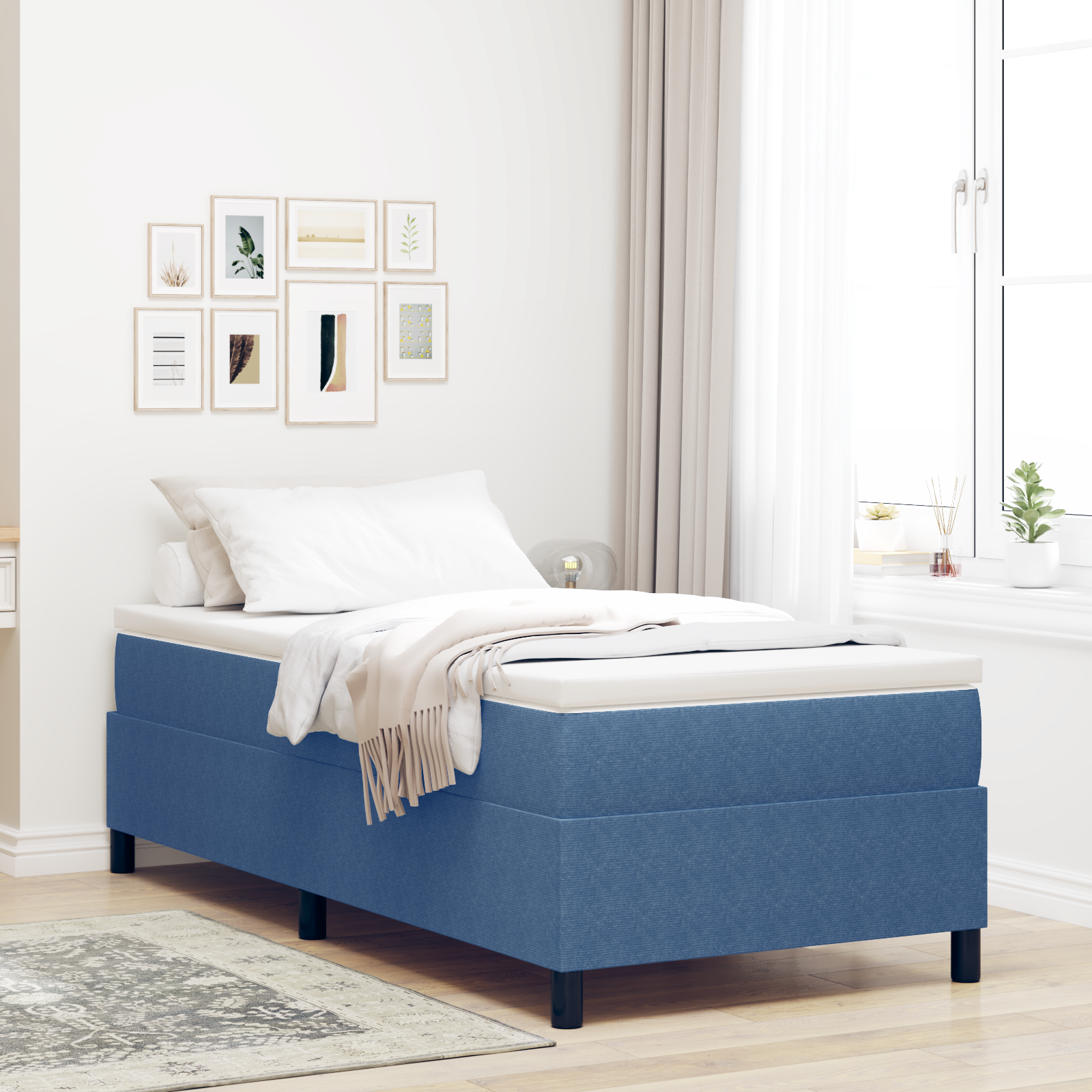 VidaXL Cama box spring tela de pana azul 90x200 cm | Leroy Merlin