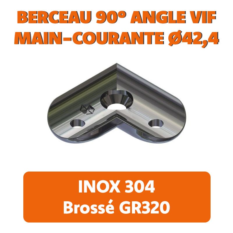 BERCEAU 90° ANGLE VIF POUR TUBE Ø42.4 mm - INOX 304 | Leroy Merlin