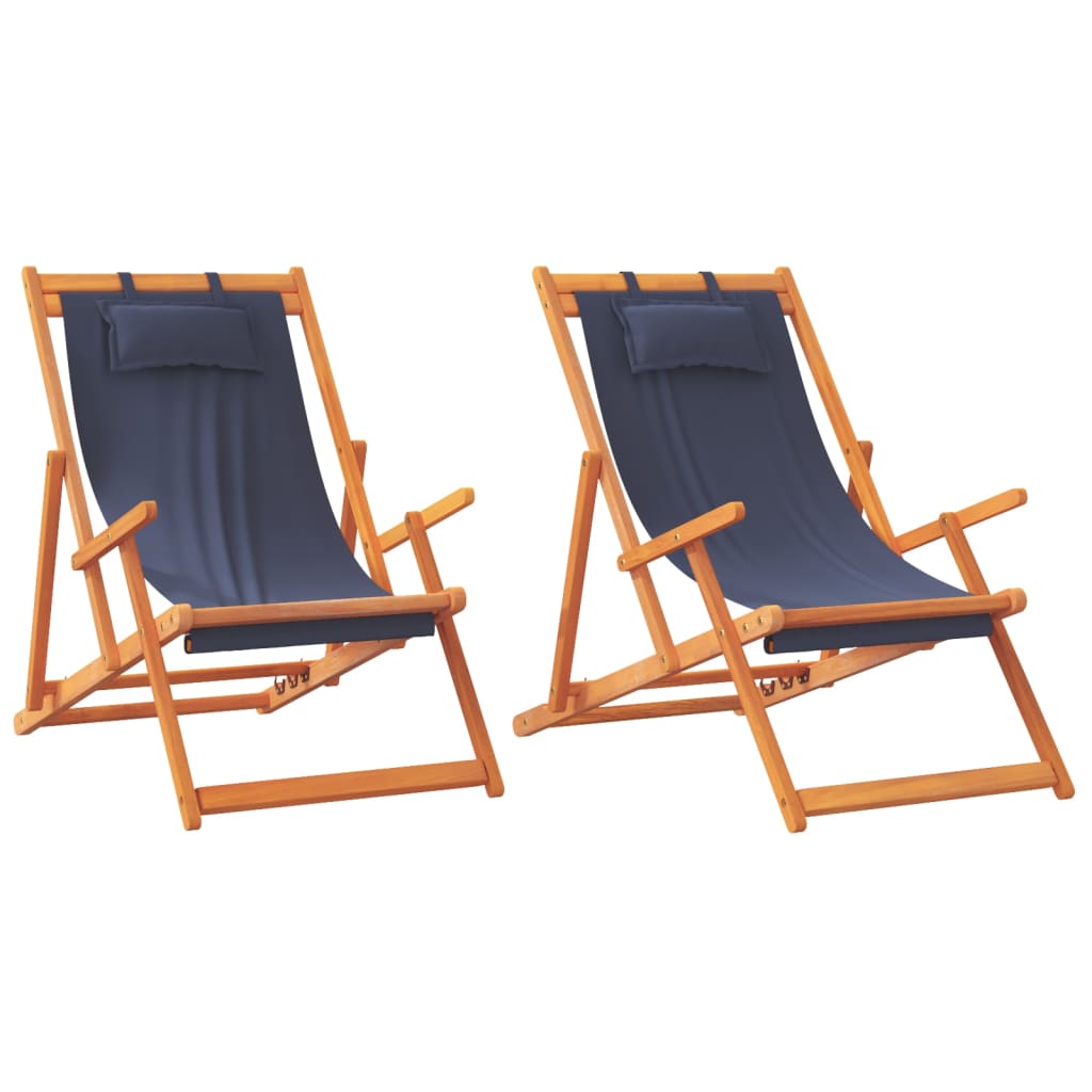 Chaises de plage pliantes 2 unités tissu bleu | Leroy Merlin