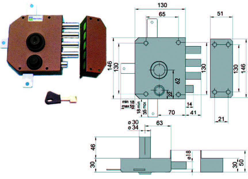 CERRADURA MADERA APLICAR 30650 MOTTURA CON BOMBA M4 QUINT+SCR E.MM 60 ...