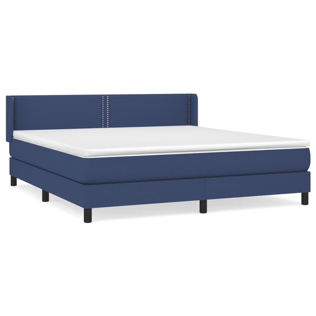 Cama box spring con colchón tela azul 160x200 cm | Leroy Merlin