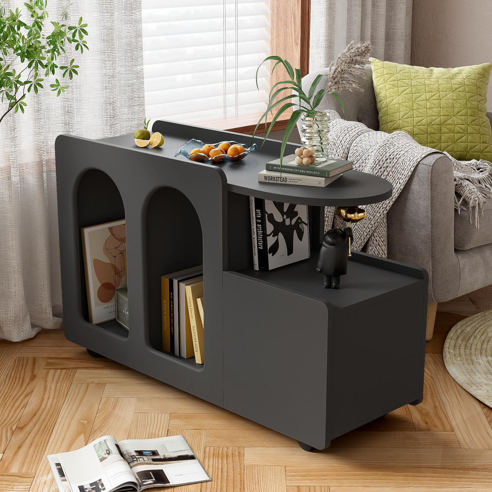 Buffet avec roulettes Meuble d'appoint noir multifonctionnel ...