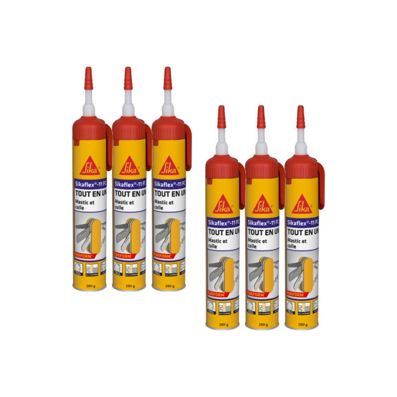 Lot de 6 mastics colle multi-usages SIKA Sikaflex 11 FC Purform - sans ...
