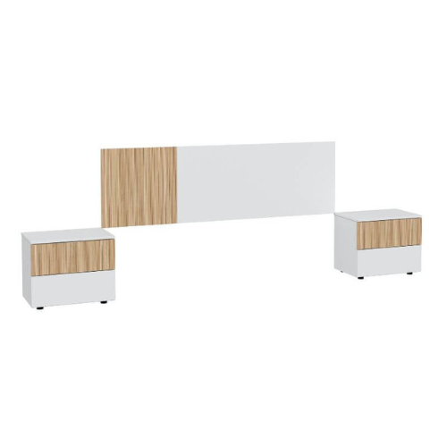 Mobelcenter - Cabezal y mesitas Dormitorio Ethna - Color Blanco Artik y ...