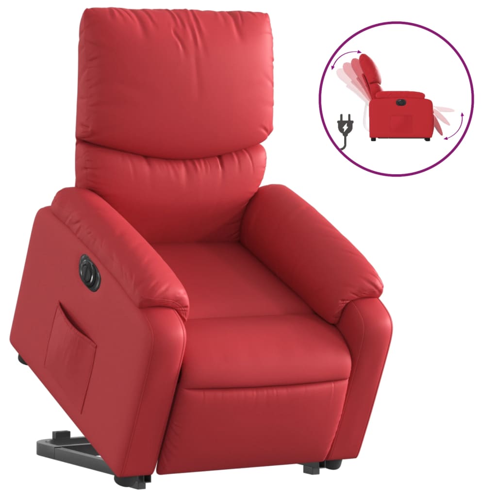 Sillón elevable eléctrico cuero artificial rojo - COMFORTXL | Leroy Merlin