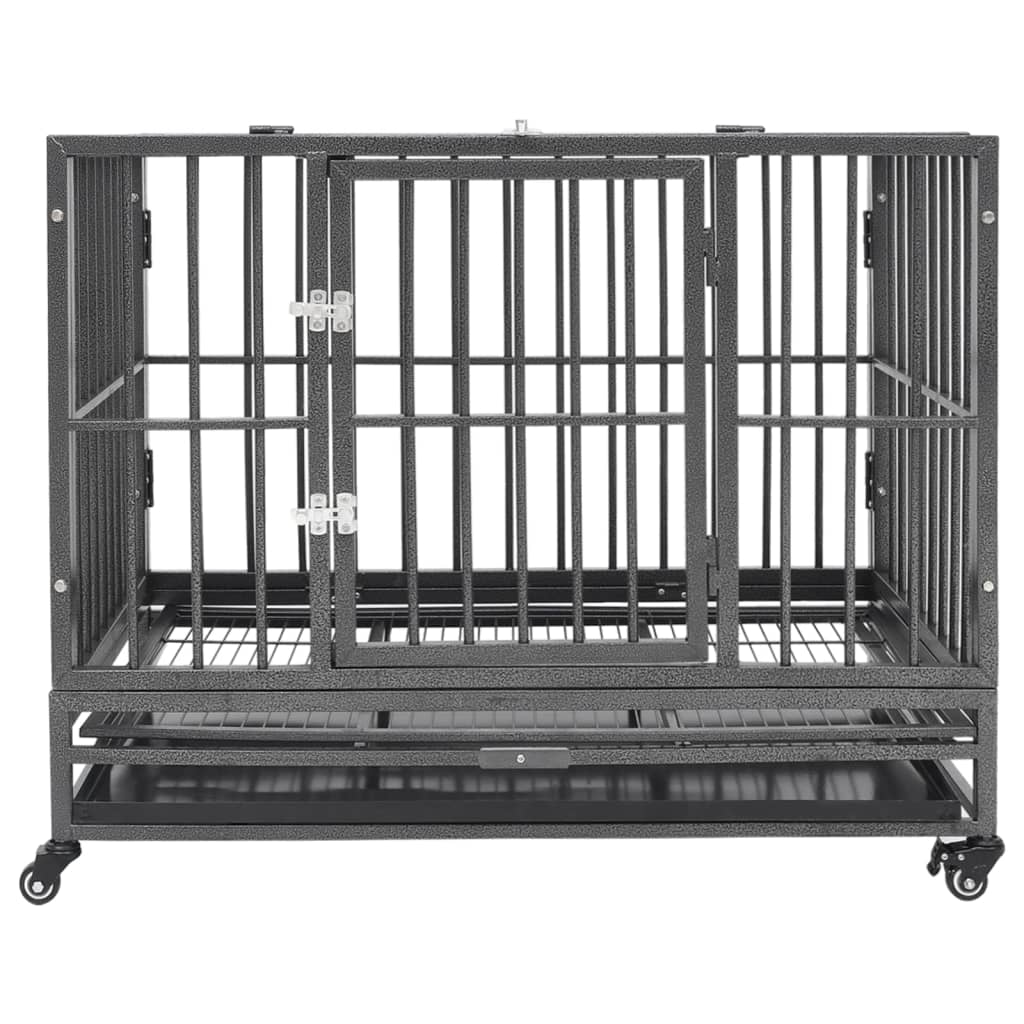 Cage pour chien robuste avec roulettes en acier 102x72x85 cm | Leroy Merlin