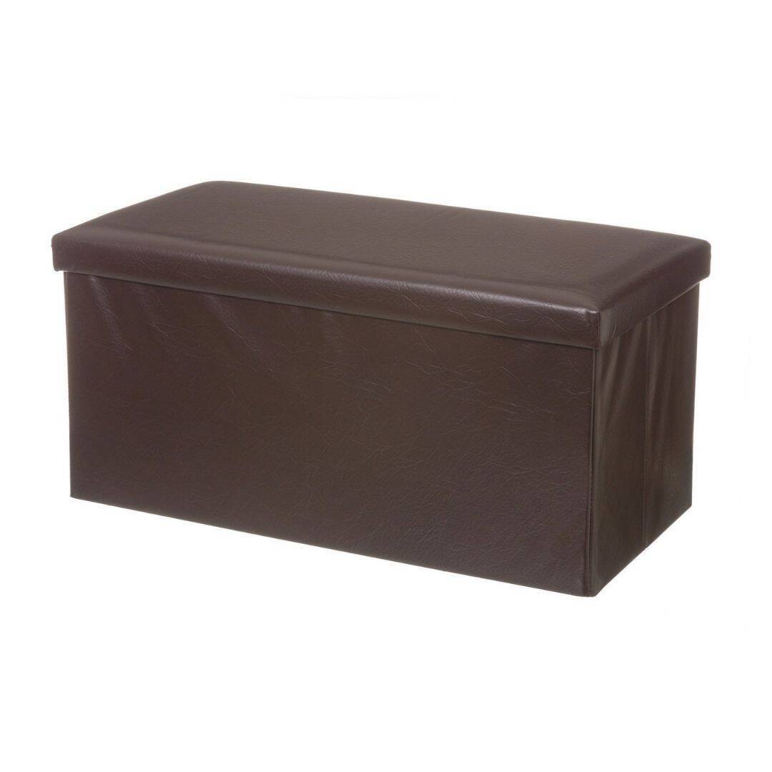 Puff plegable marrón de PU de 38x76x38 cm | Leroy Merlin