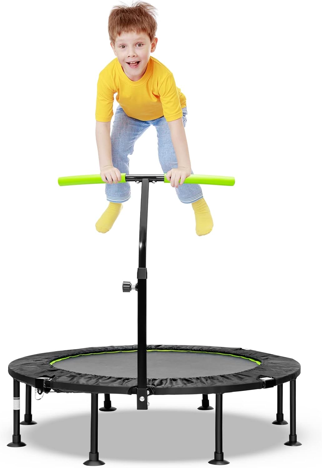 Mini Trampoline Enfant Pliable avec Poignée Réglable, φ117cm, Ressorts ...