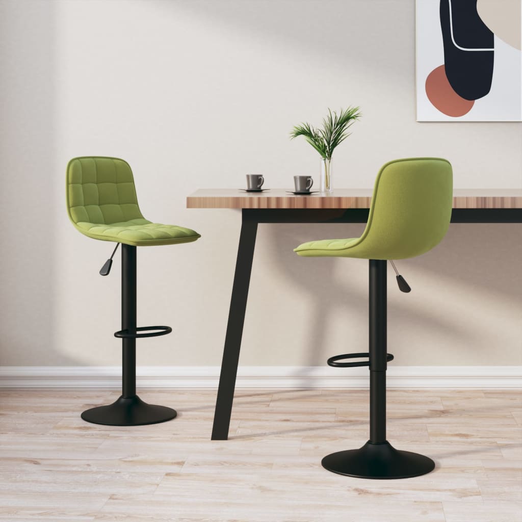 Lot de 2 Tabourets de bar | Chaise haute | Tabouret Haut vert clair velours CFW8291 | Leroy Merlin