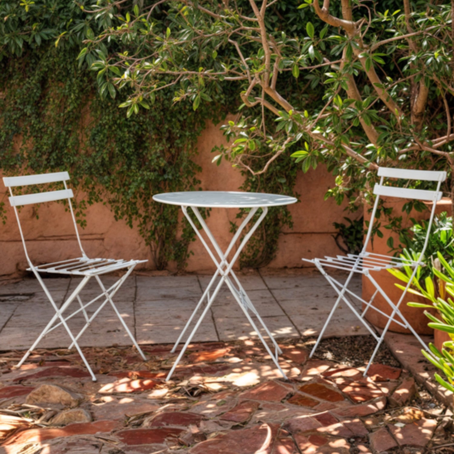 Table et chaises pliantes bistrot balcon terrasse- 2 places - Blanc ...