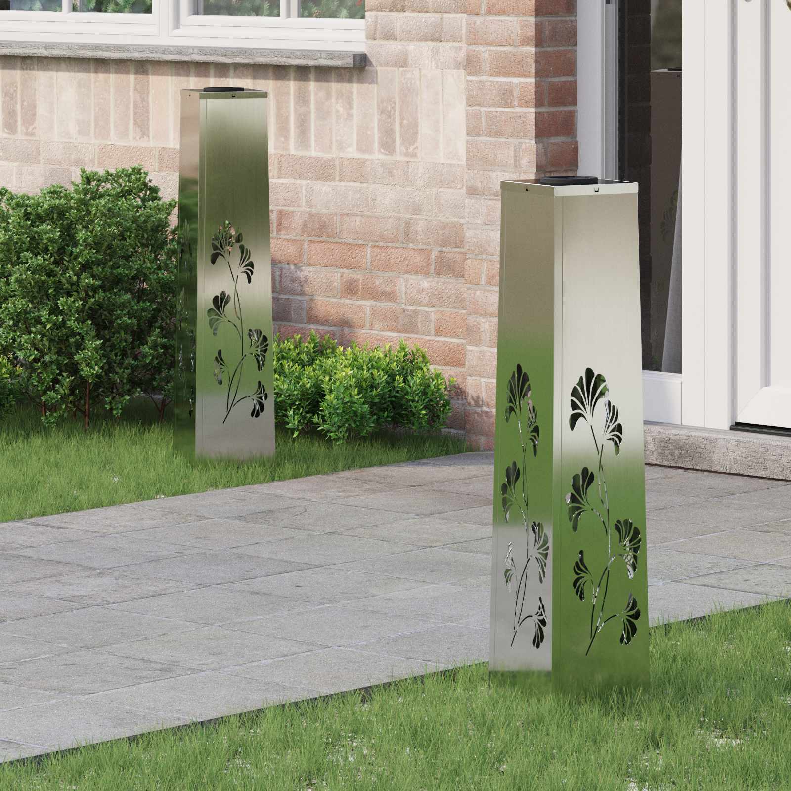 Lumière de chemin LED solaire 2 pcs Argenté Acier Galvanisé | Leroy Merlin