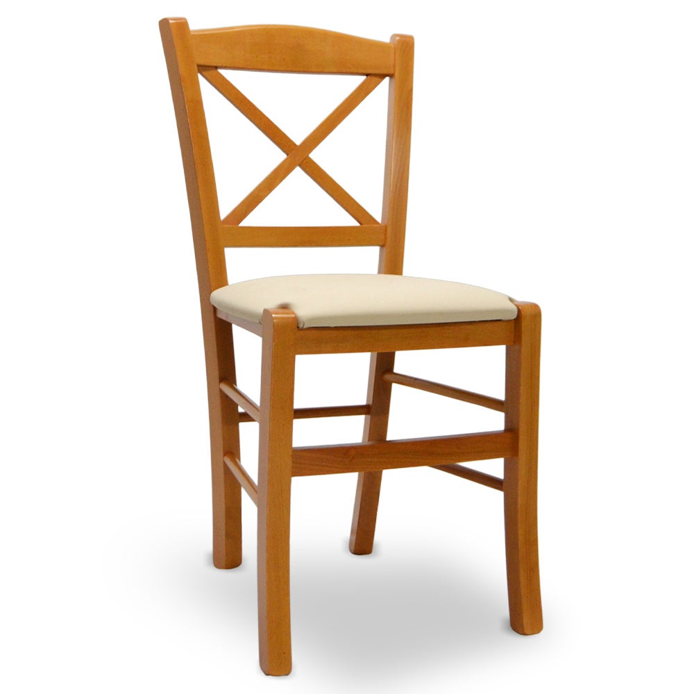 Silla Venezia en madera de cerezo con respaldo en cruz y asiento en ...