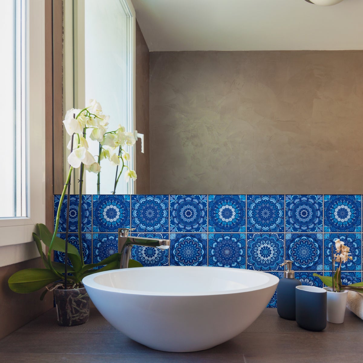 9 vinilos baldosas de cemento bohemio Ollin - adhesivo de pared ...