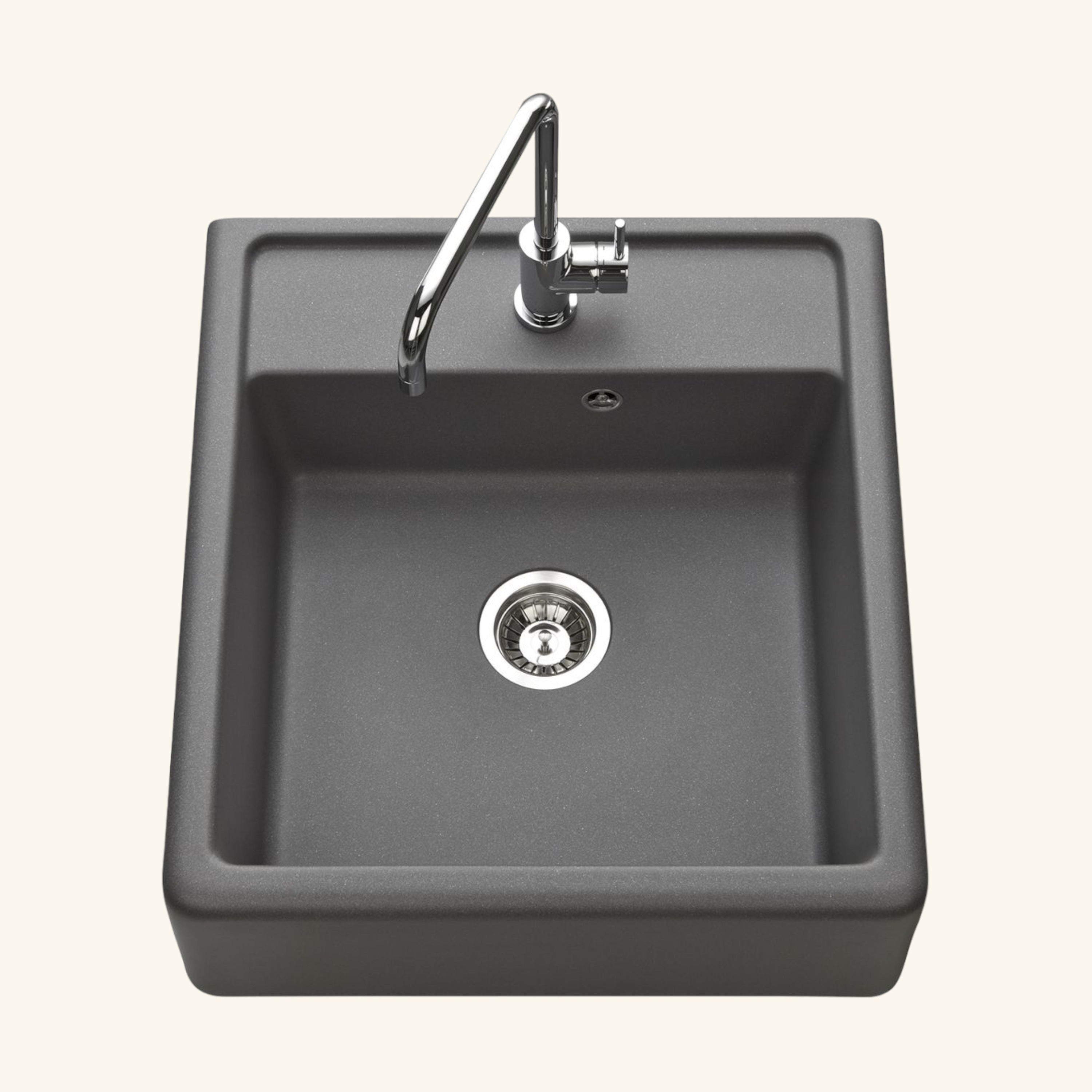 Évier timbre d'office granit gris Kümbad KIWI 1 bac 595x630 | Leroy Merlin