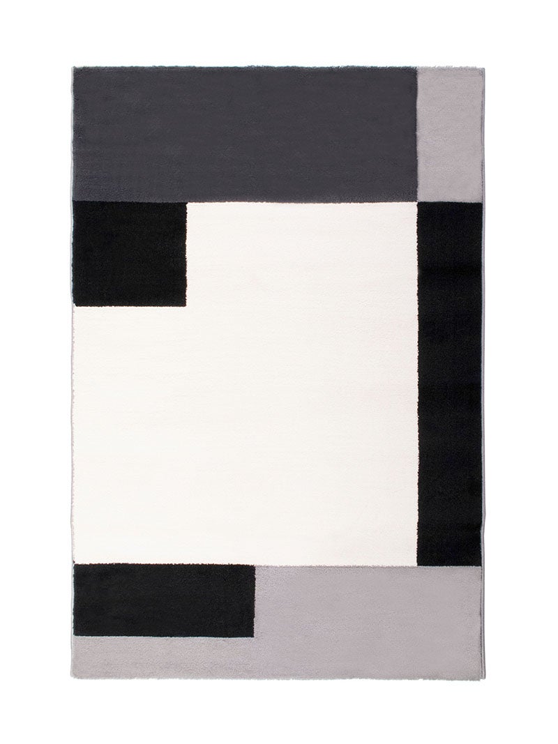 Alfombra Salón Geometric Graphic Patterns Soft Black White 150X200Cm ...