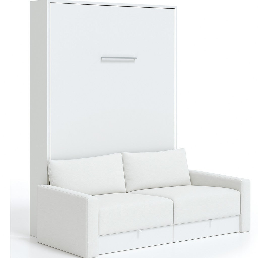 Lit escamotable vertical à tiroirs avec canapé tissu VALENCIA-Avec ...