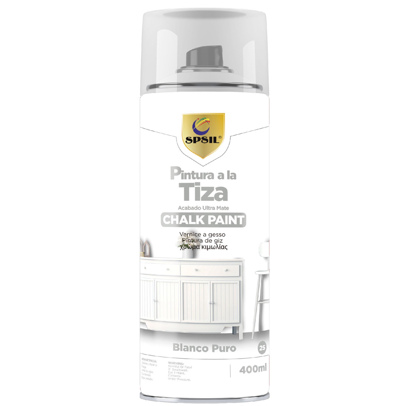 Spray Pintura SPSIL Tiza Ultra Mate Color Blanco Puro - Tonos Clásicos ...