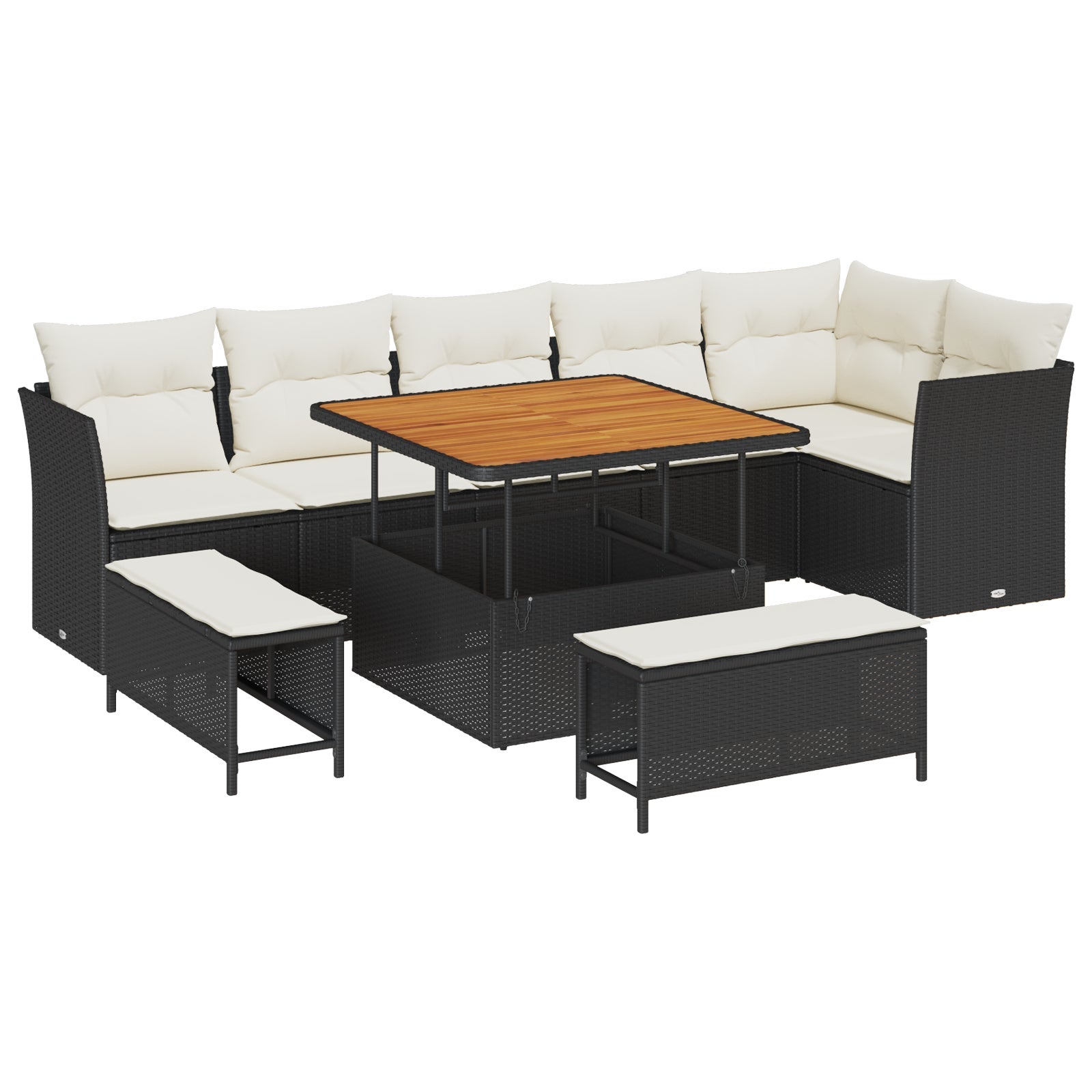 Ensemble de canapé de jardin avec coussin 9 pcs Noir et crème vidaXL ...