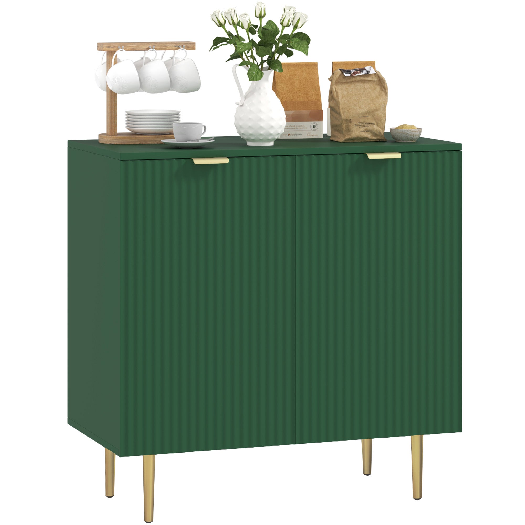 Buffet de cuisine - Meuble de rangement - MDF - Vert olive (80x40x80cm ...