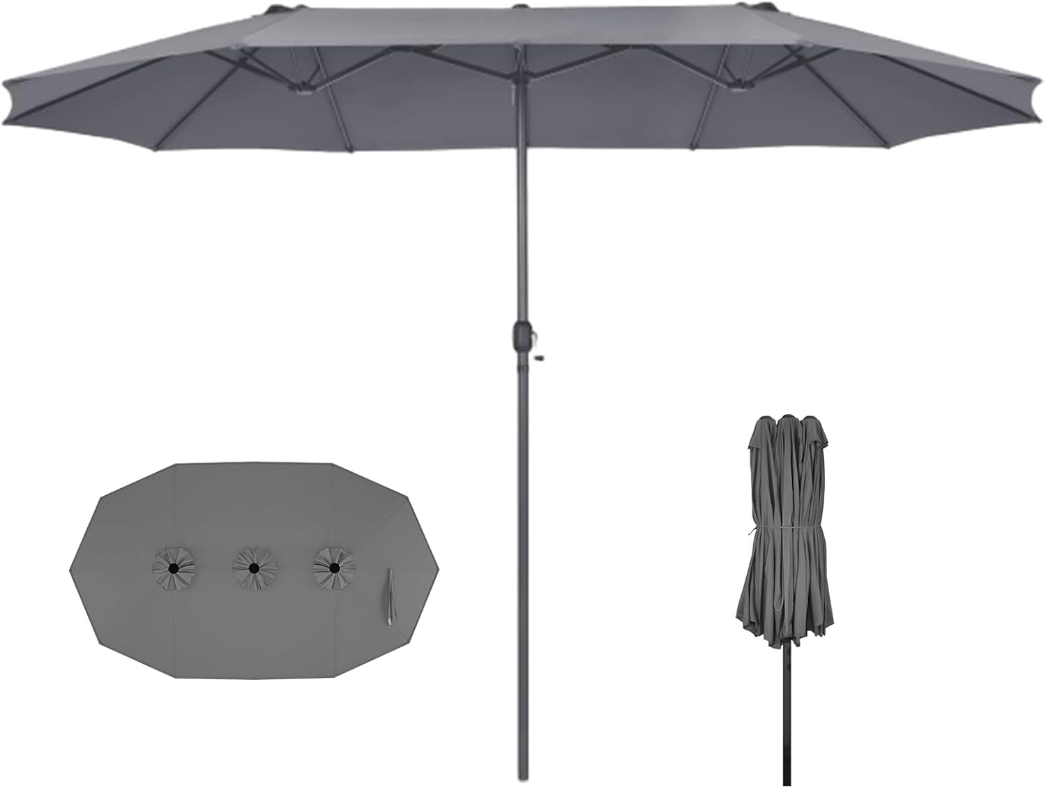 Parasol de Jardin Exterieur 4,7M Grand Parasol Manivelle, 12 Baleines ...