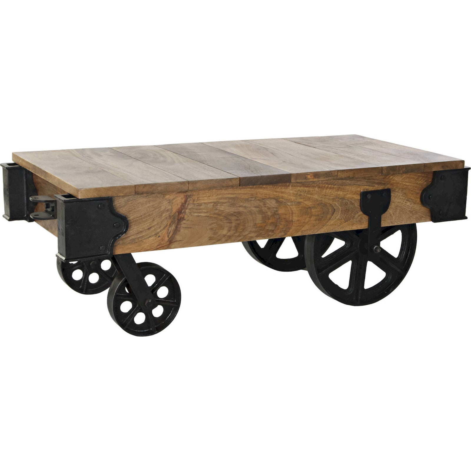 Table basse design en bois sombre et métal industriel 120 x 56 x 41 cm ...
