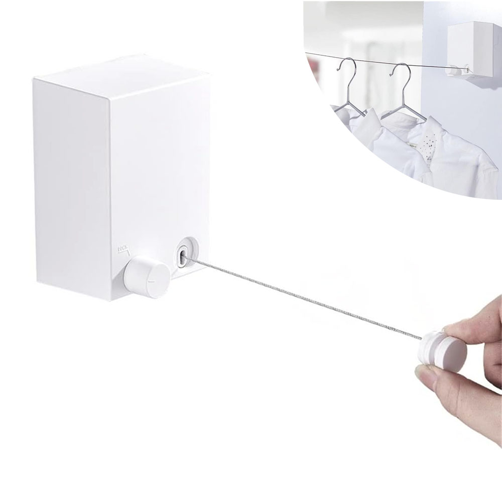 Tendedero retráctil de pared blanco - 2 tendederos - 4,2 m de longitud ...