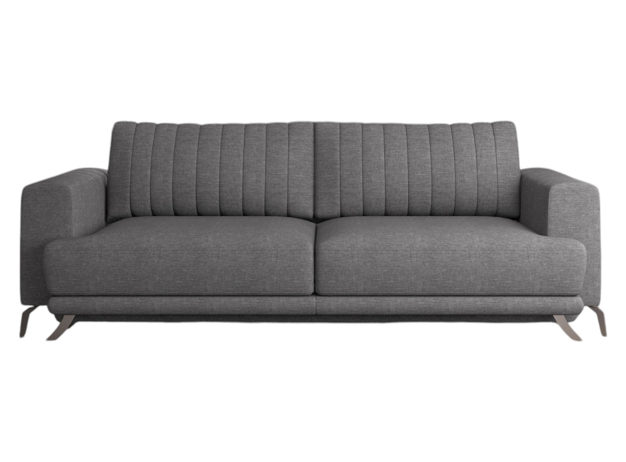 Canapé convertible design 3-4 places tissu gris chiné et pieds acier ...