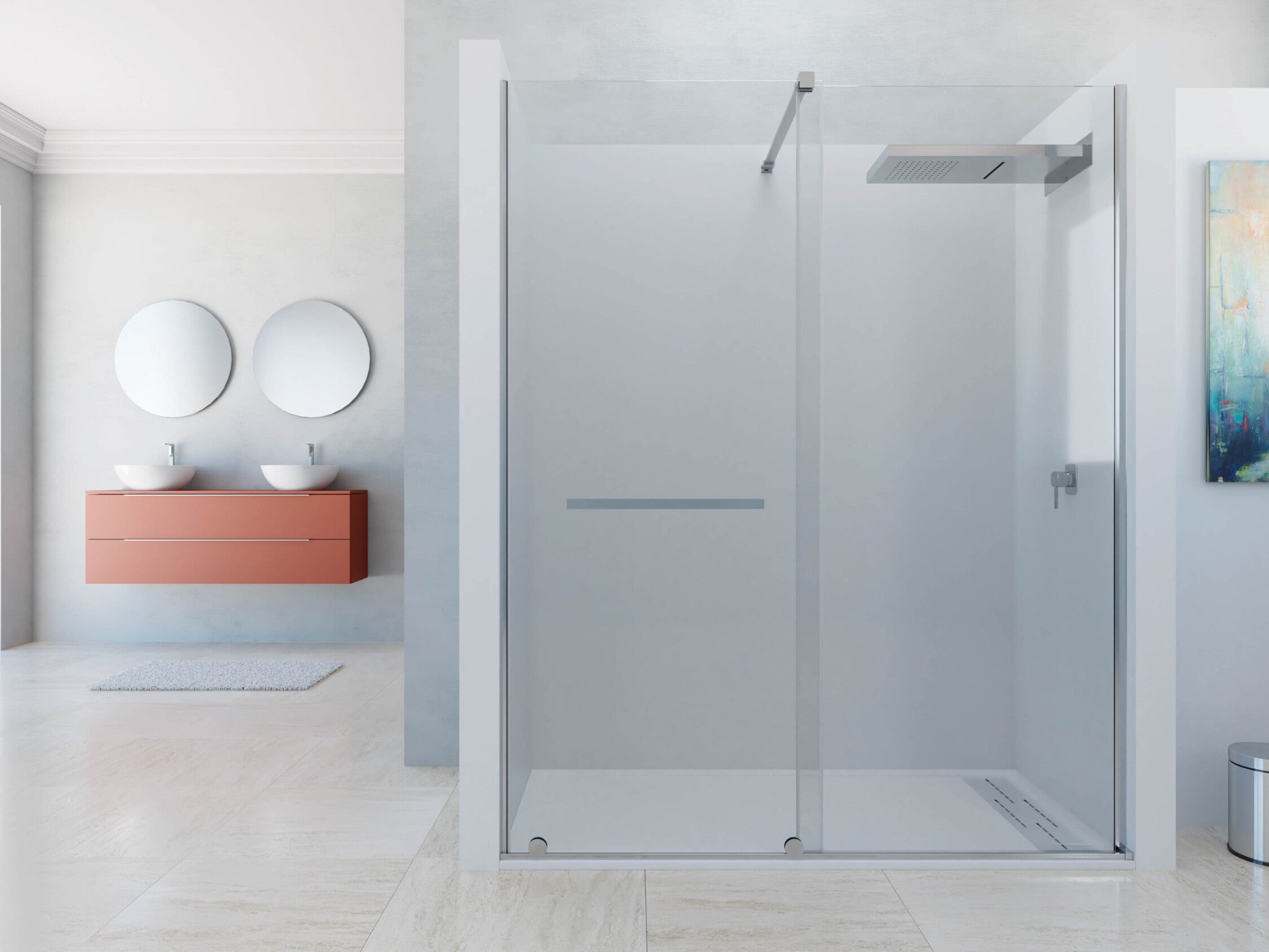 Mampara Frontal Sin Perfil. Mampara Corredera. Cristal Templado de 8mm ...