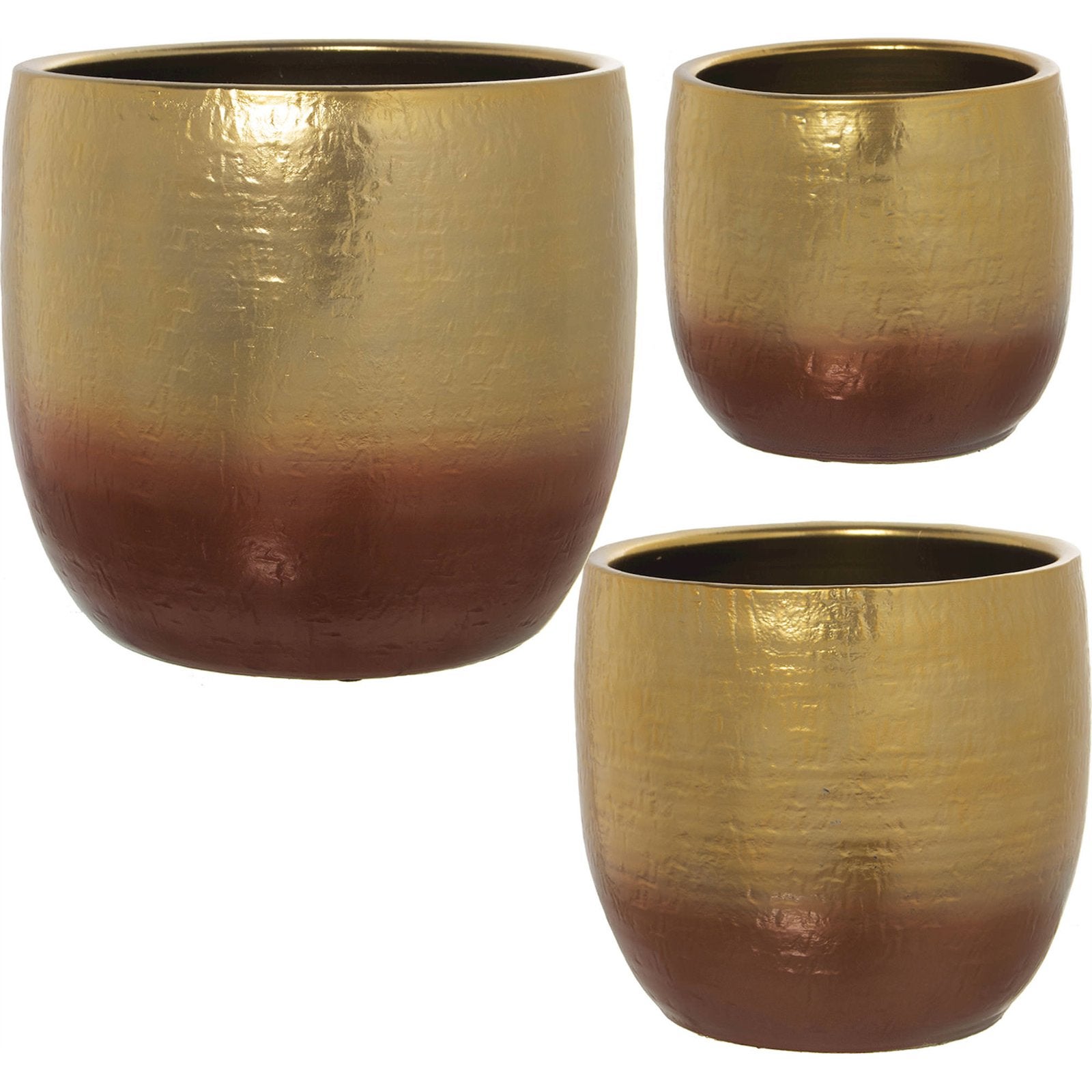 Cache-pot éclat doré et chic en céramique bicolore 20 x 20 x 19 cm ...