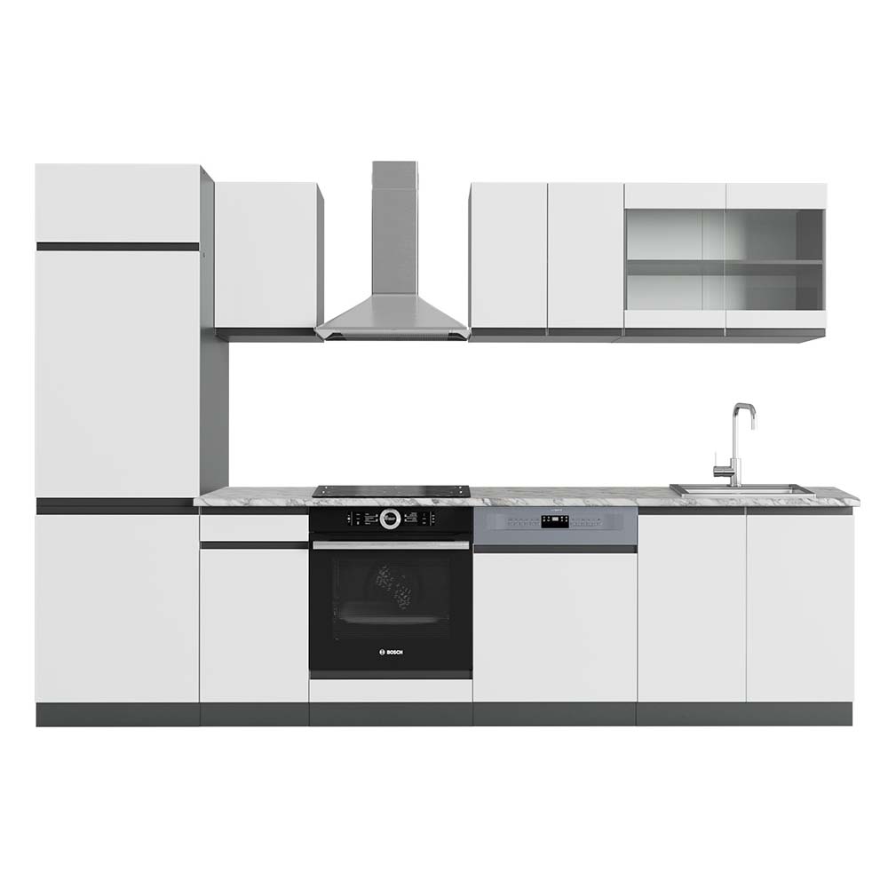 Vicco Mueble de cocina R-Line, Blanco/antracita, 300 cm J-Shape, ET ...