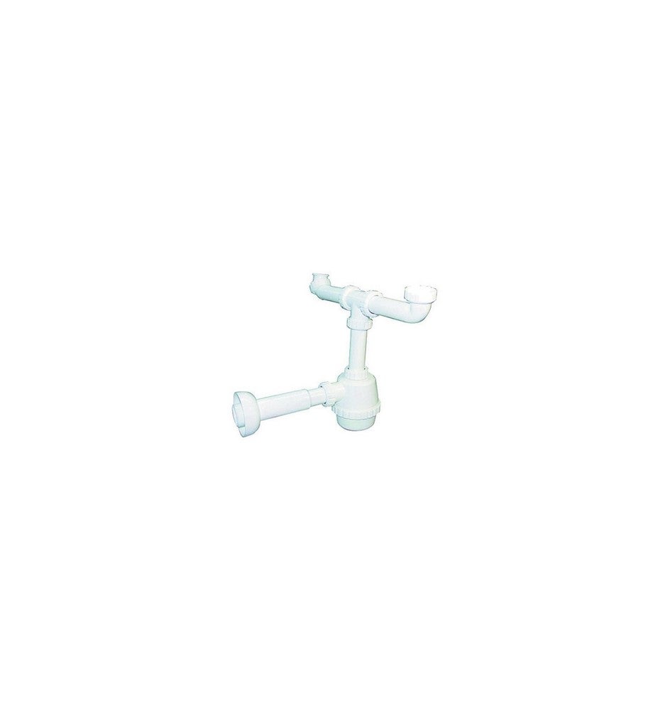 SIPHON PVC 2 VOIES S / DÉCHET PORCELAINE AVEC MANCHON 1"1/4 | Leroy Merlin