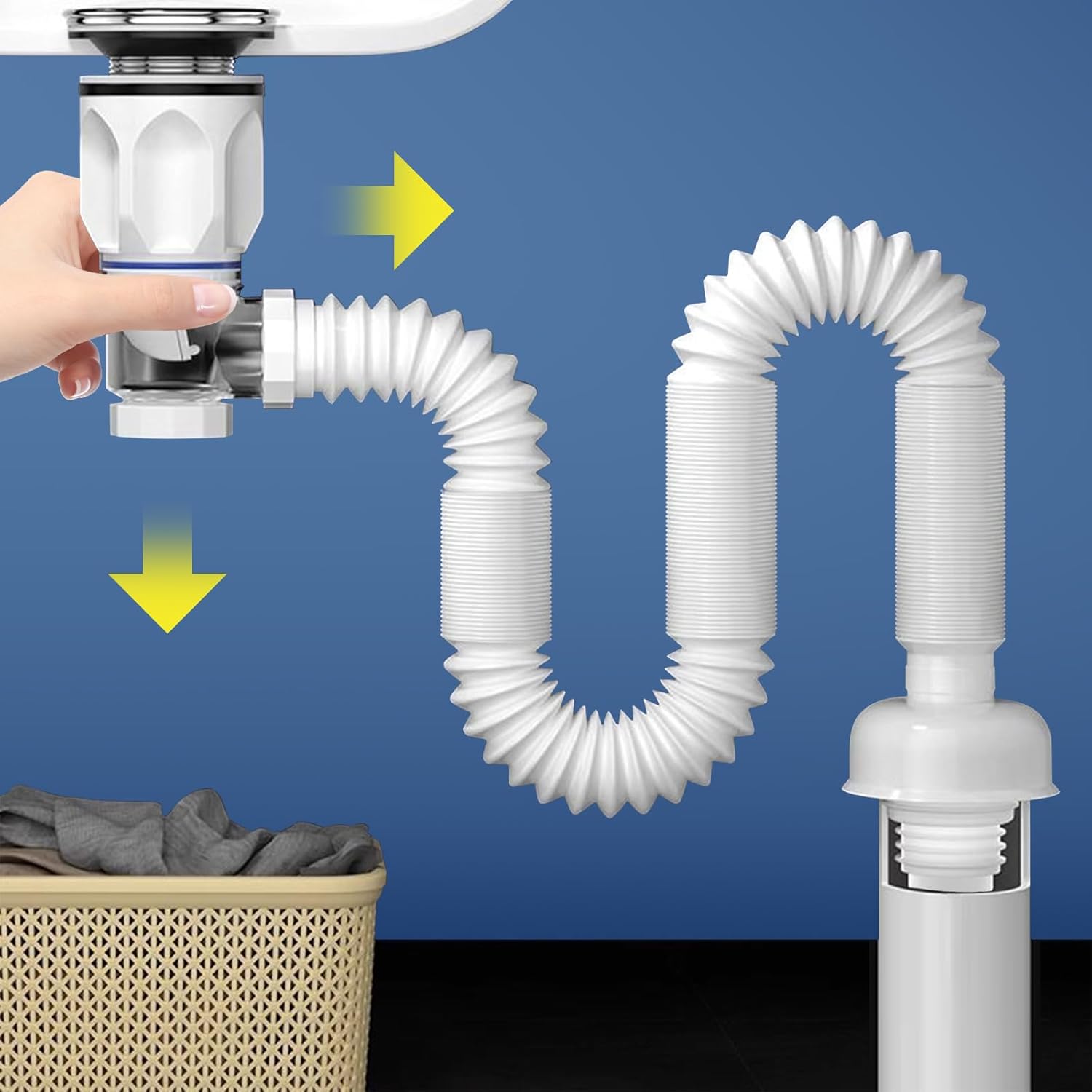 Ensemble de vidange d'évier avec siphon en P rétractable et filtre de ...