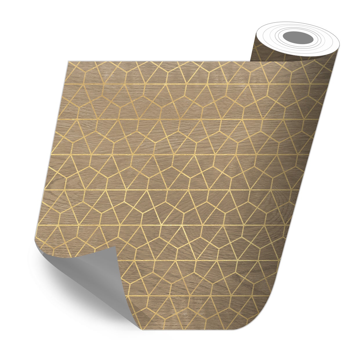 Rollo sticker Madera con diamantes dorados 100x100 cm | Leroy Merlin