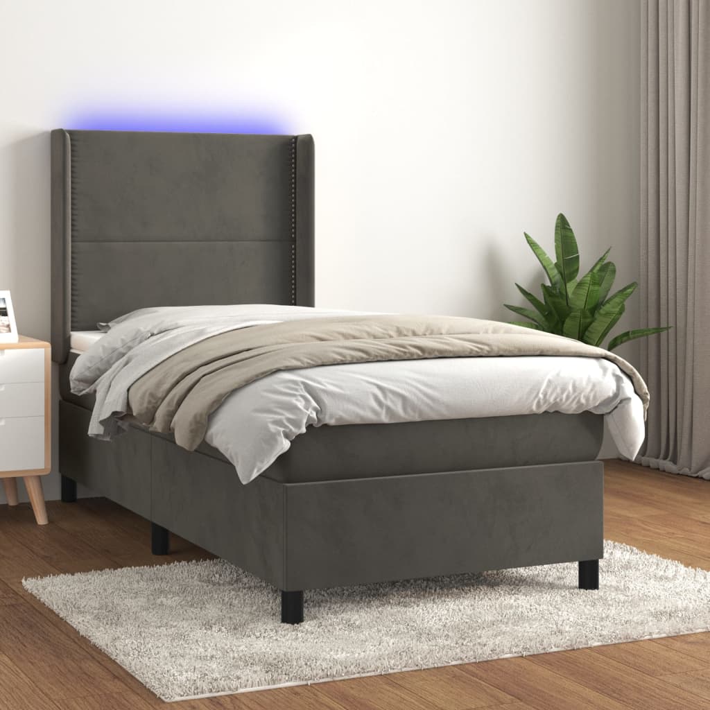 Sommier à lattes de lit matelas et LED Gris foncé 100x200 cm | Leroy Merlin